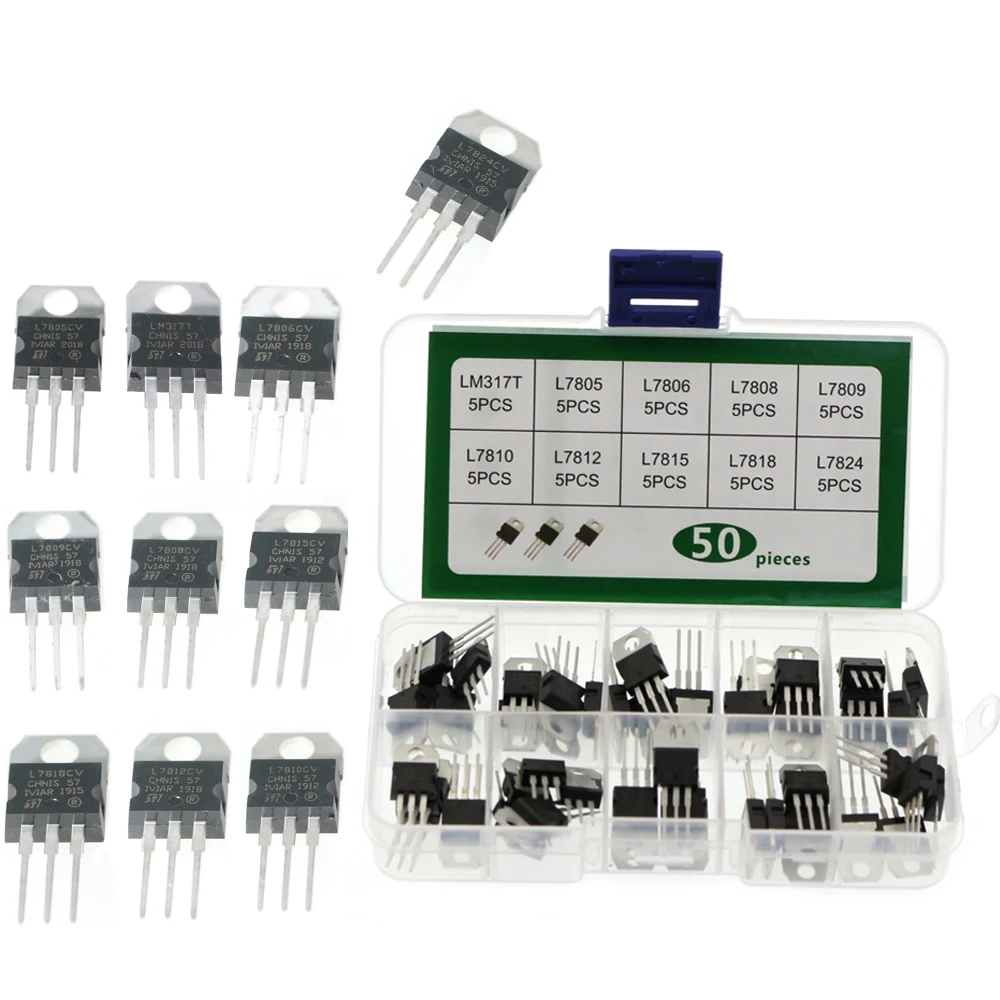 Transistor-Assortment-Kit-10Value-50PCS-Voltage-Regulator-LM317T-L7805 ...