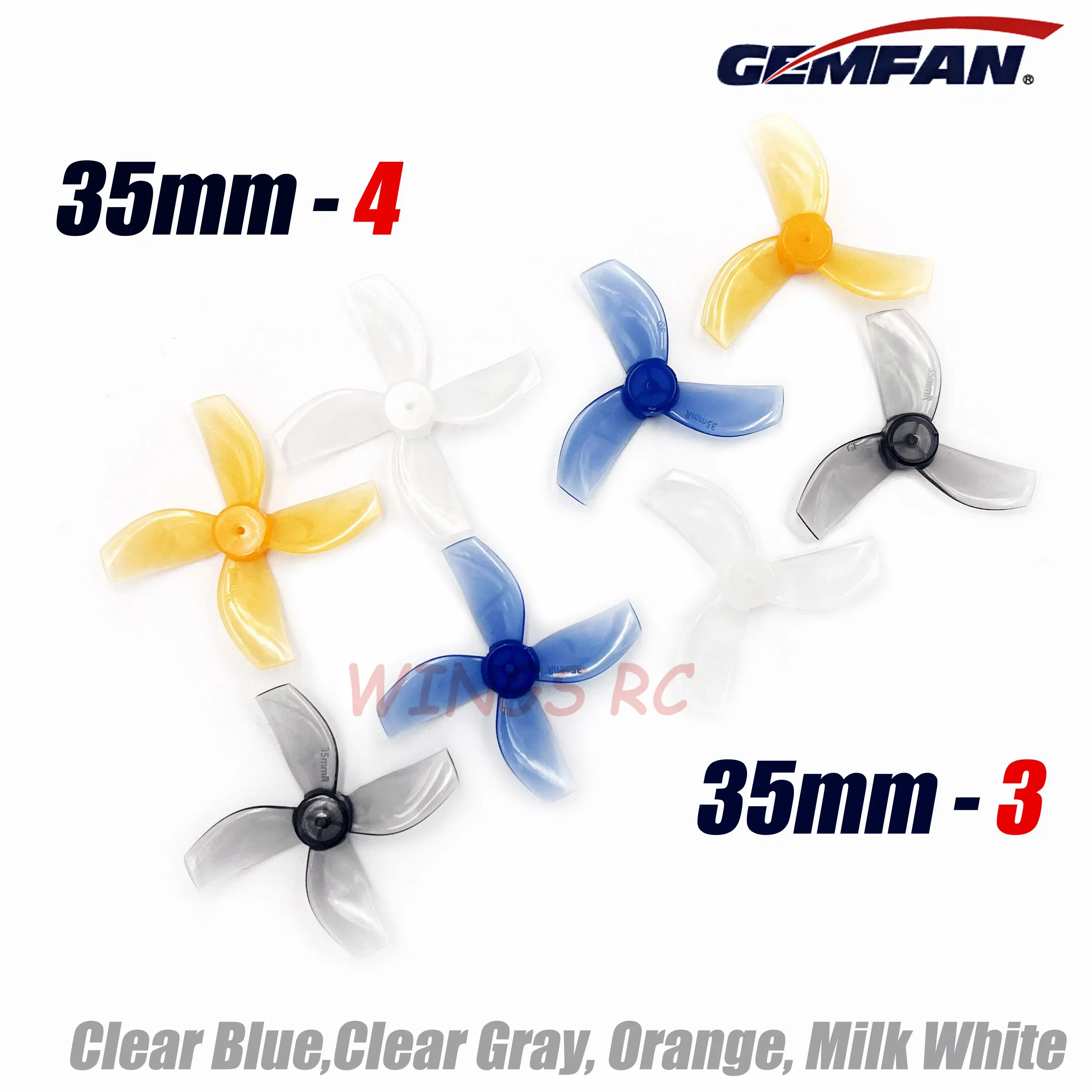 24-pcs-12pair-Gemfan-35mm-35mm-3-Blade-4-Blade-PC-Micro-Propeller-1mm ...