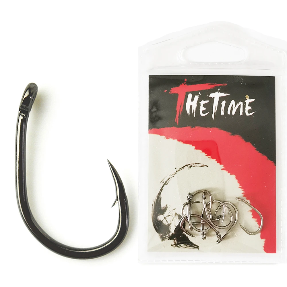 Thetime Carp02 Barbed Single Circle Carp Hooks High Carbon Steel Strong ...