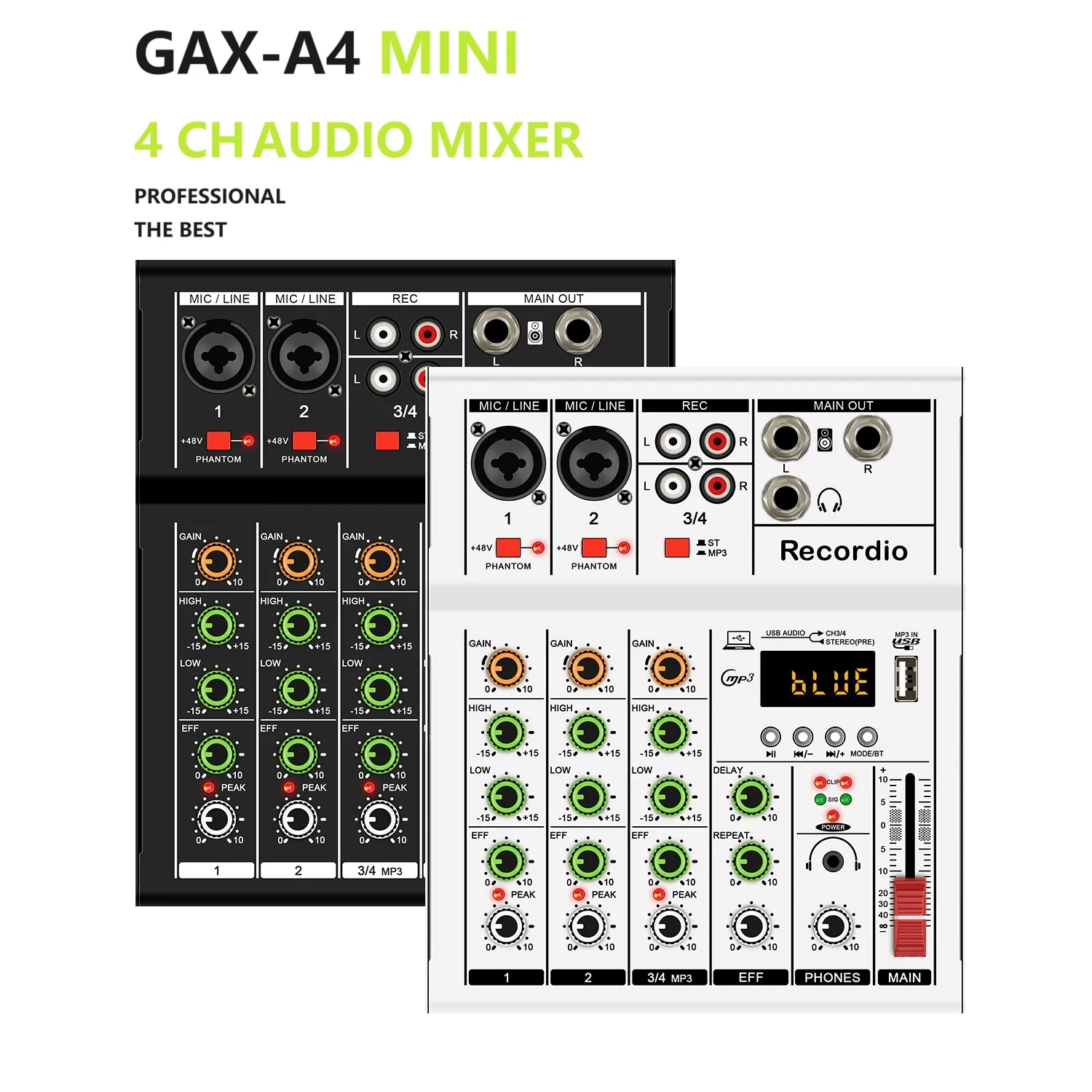 GAX-A4-4-Channel-MINI-Mixer-Audio-Professional-Digital-Mixer-Dj-Console ...