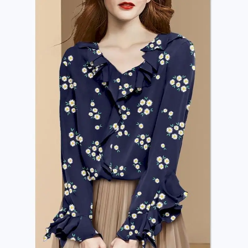 Spring Autumn Blouses Women Fashion High-end Floral Shirts Women's ...