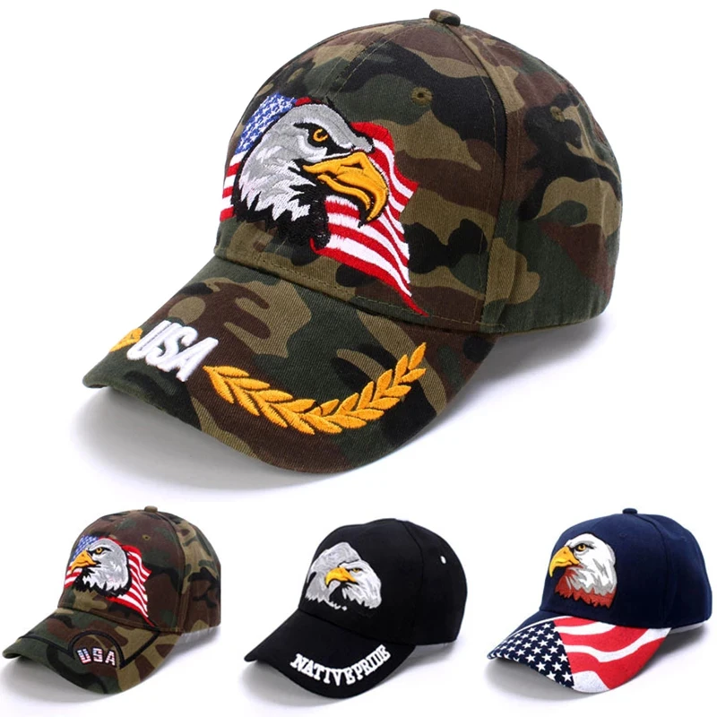 New Men's Animal Baseball Cap Patriotic Bald Eagle and American Flag ...