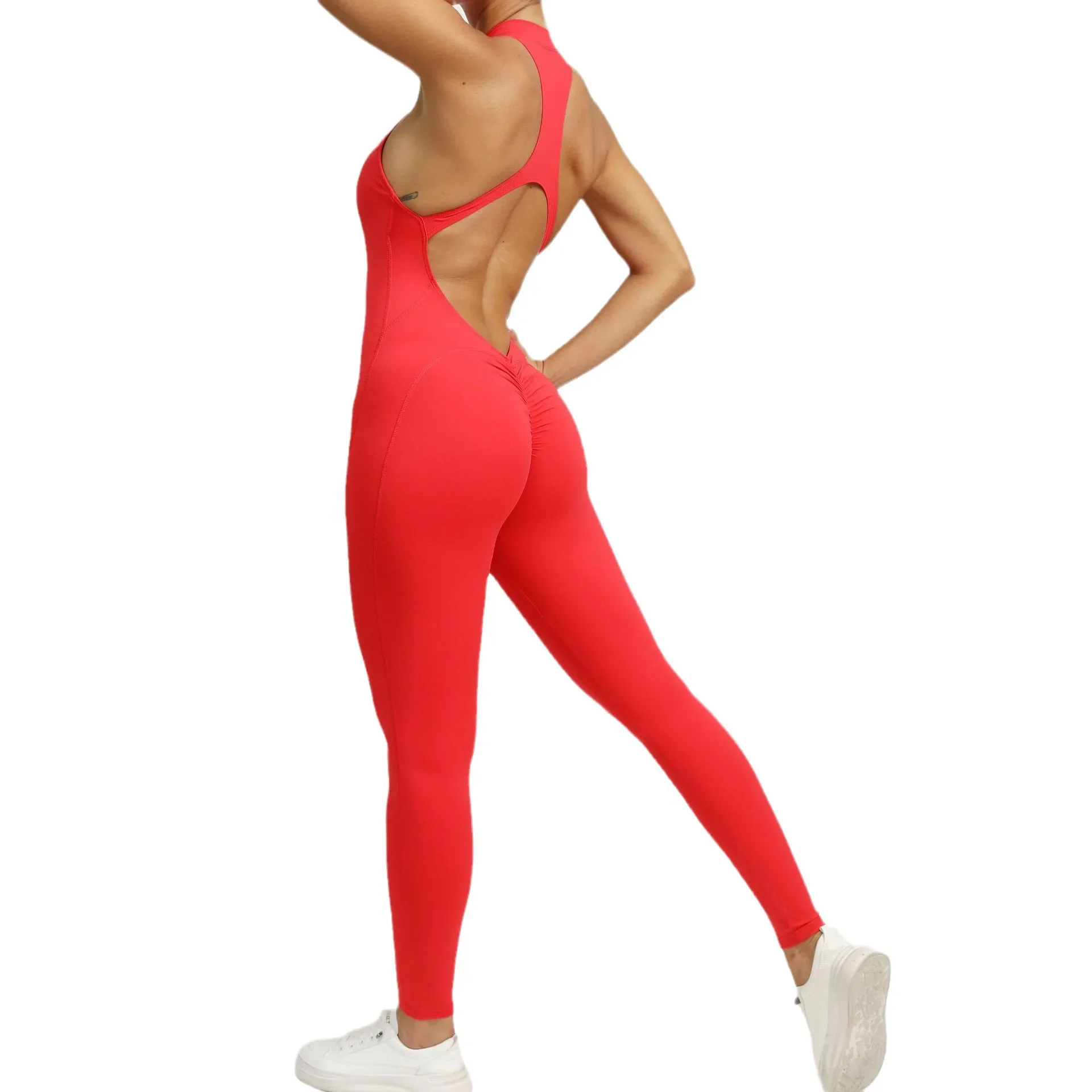 Seamless Yoga Jumpsuits One-Piece Zipper Sports Fitness Hollow Beauty ...