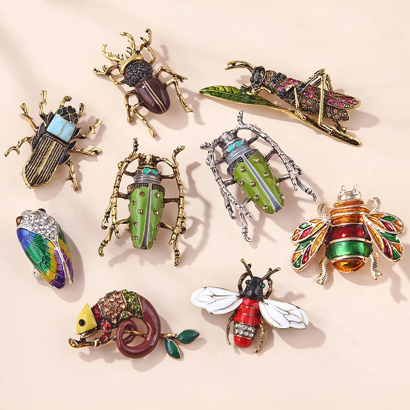 SHMIK-femmes-hommes-abeille-coccinelle-cristal-perles-broches-mode-m-tal-mignon-insecte-bijoux ...