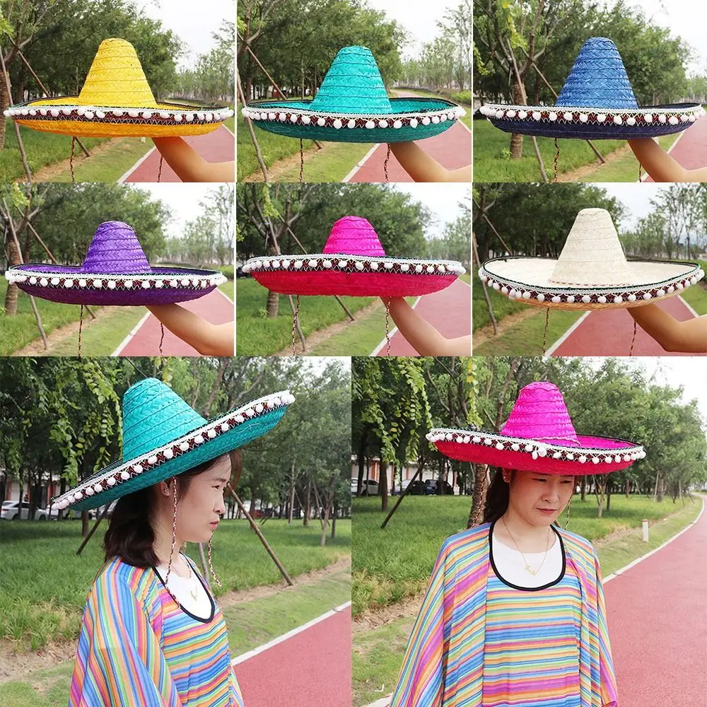 Mexican-Style-Straw-Hats-Wide-Brim-Colorful-Men-Women-Summer-Outdoor ...