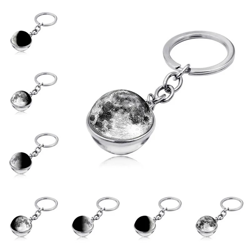 Fashion-Trend-Key-Chain-Moon-Moon-Glass-Pendant-Double-sided-Key-Chain ...