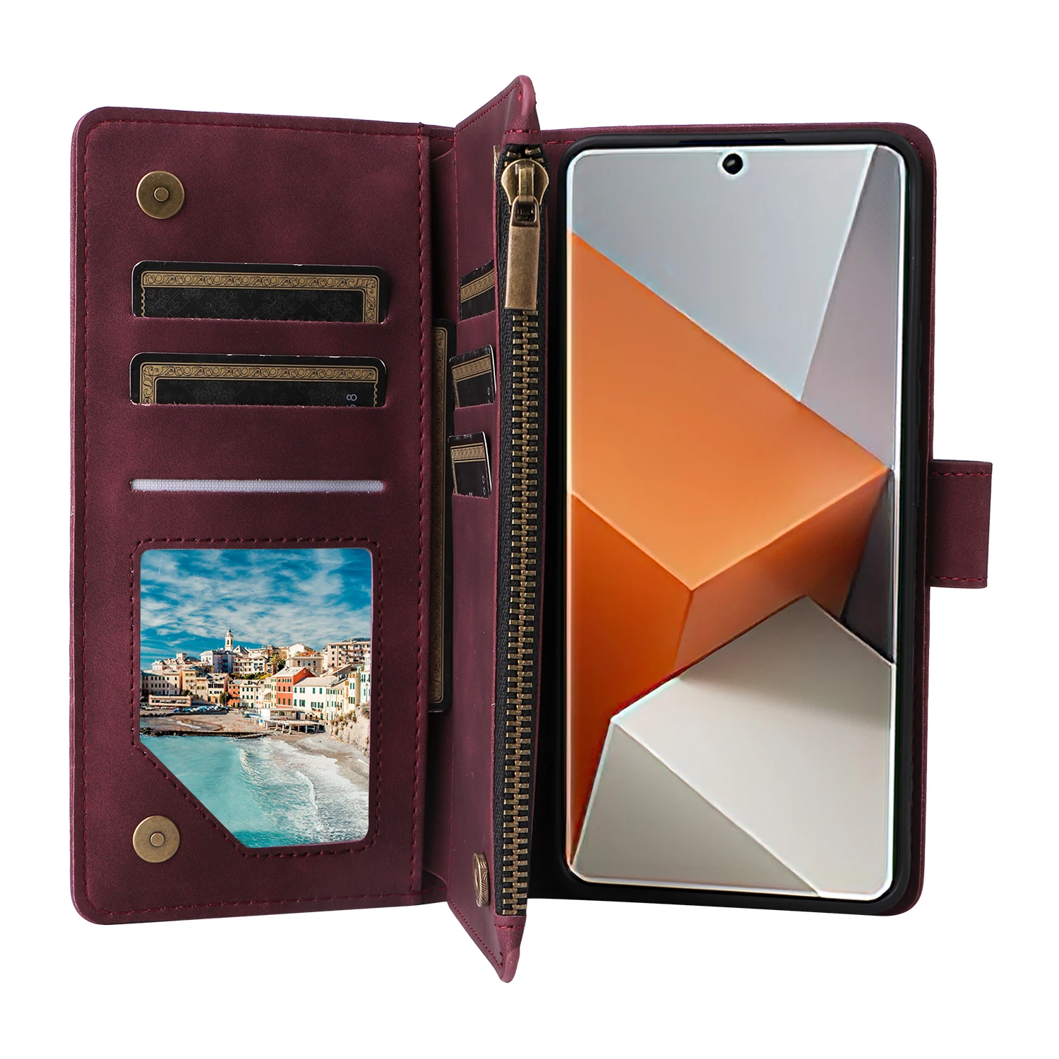 Premium Magnetic Flip Leather Wallet Case with Card Slot for Redmi Note ...