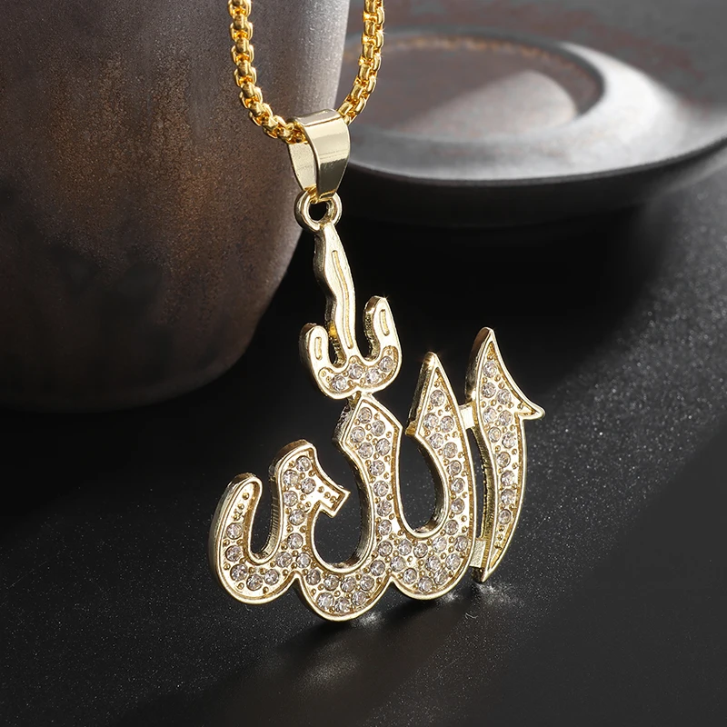 Islamic-Allah-Pendant-Exquisitely-Inlaid-Zircon-Muslim-Medal-Necklace ...