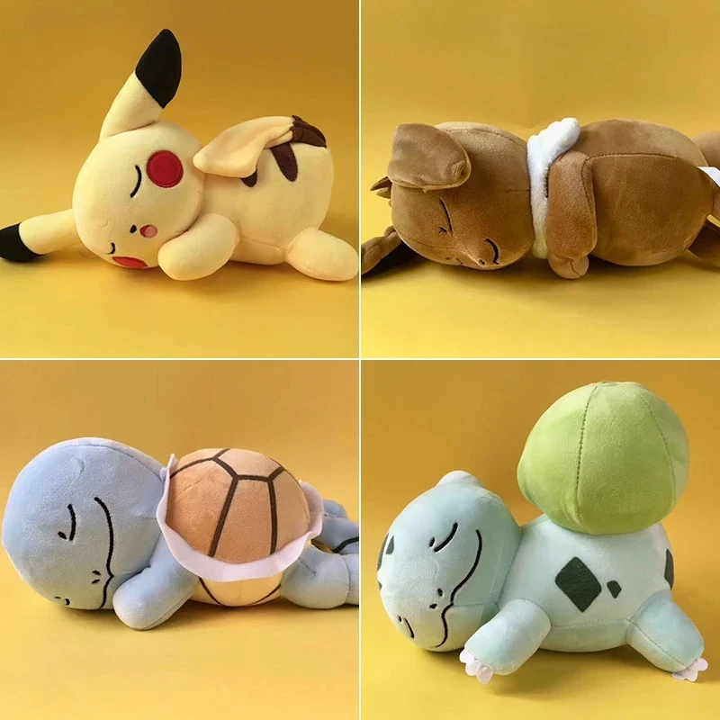 18 25Cm Pokemon Cute Plush Pikachu Eevee Bulbasau Squirtle Sleeping ...