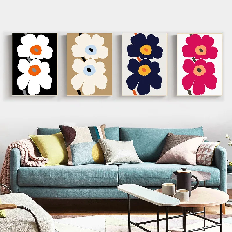 Nordic-Art-Simple-Flower-Poster-Print-Abstract-Art-Gallery-Canvas ...