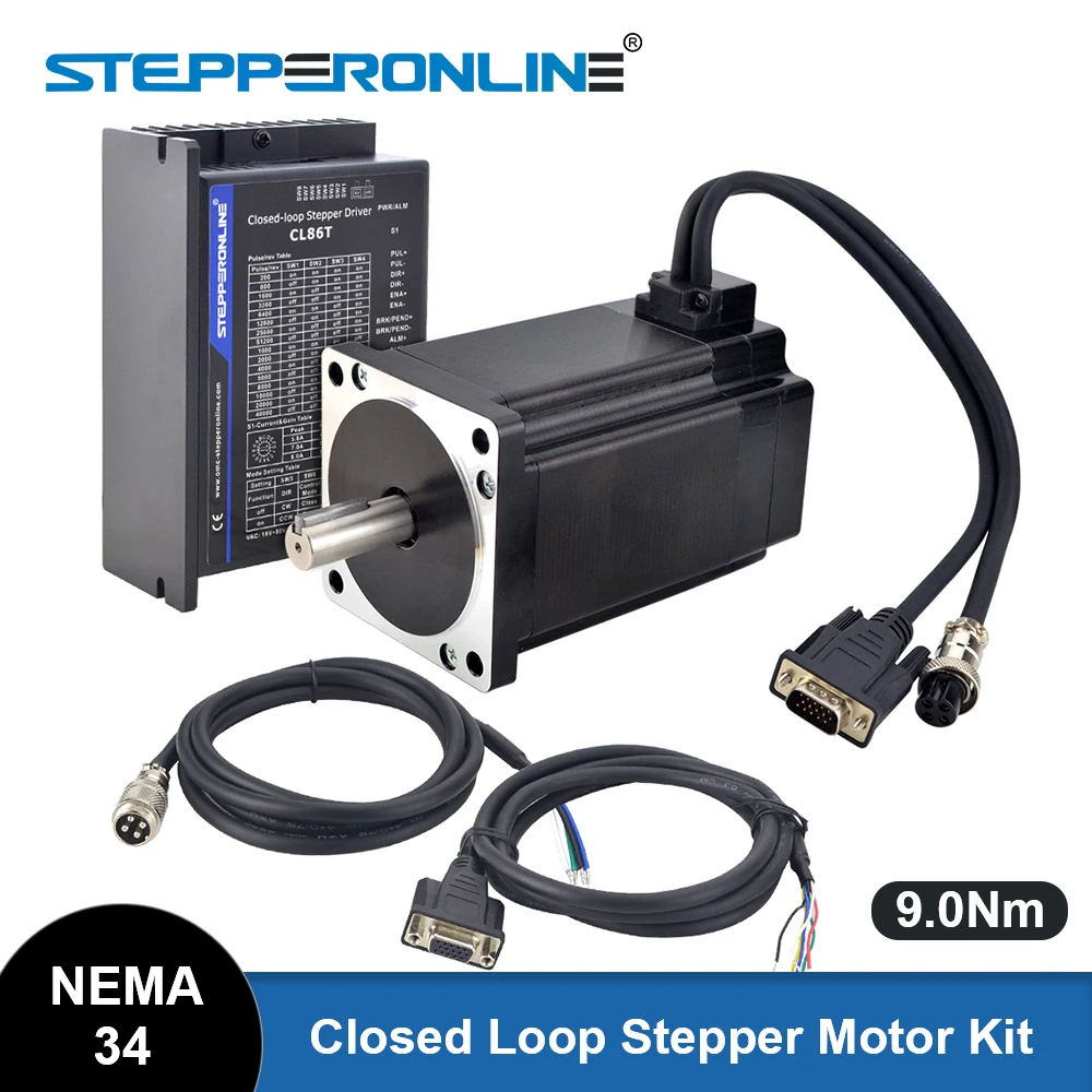 STEPPERONLINE-Nema-34-Closed-Stepper-Motor-Kit-9Nm-6A-and-Servo-Driver ...