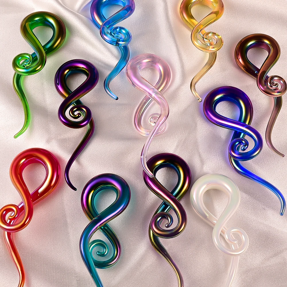 Vanku-2pcs-Glass-Ear-Spiral-Taper-Ear-Weight-Hanger-Glass-Twist-Earring ...