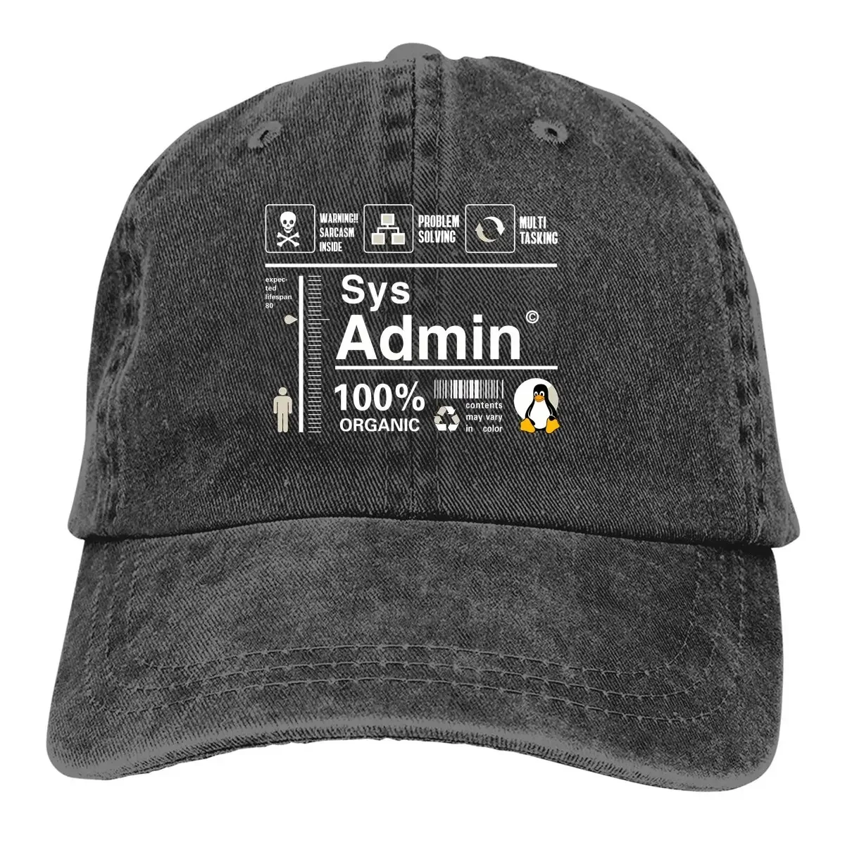 Linux Kit Infographic Sys Admin Penguin Baseball Cap Men Hats Women ...