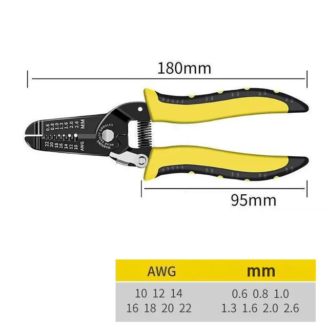 7" 0.6-2.6mm Portable Wire Stripper Pliers Crimper Cable Stripping ...