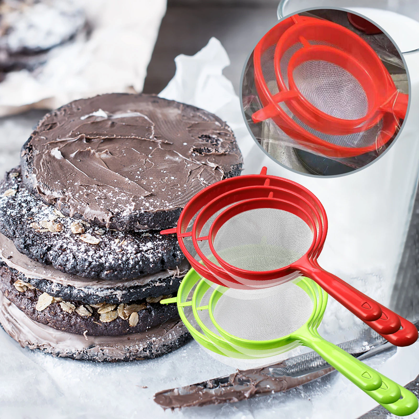 Plastic Kitchen Tools Accessories | Mesh Strainer Handle Small Food ...