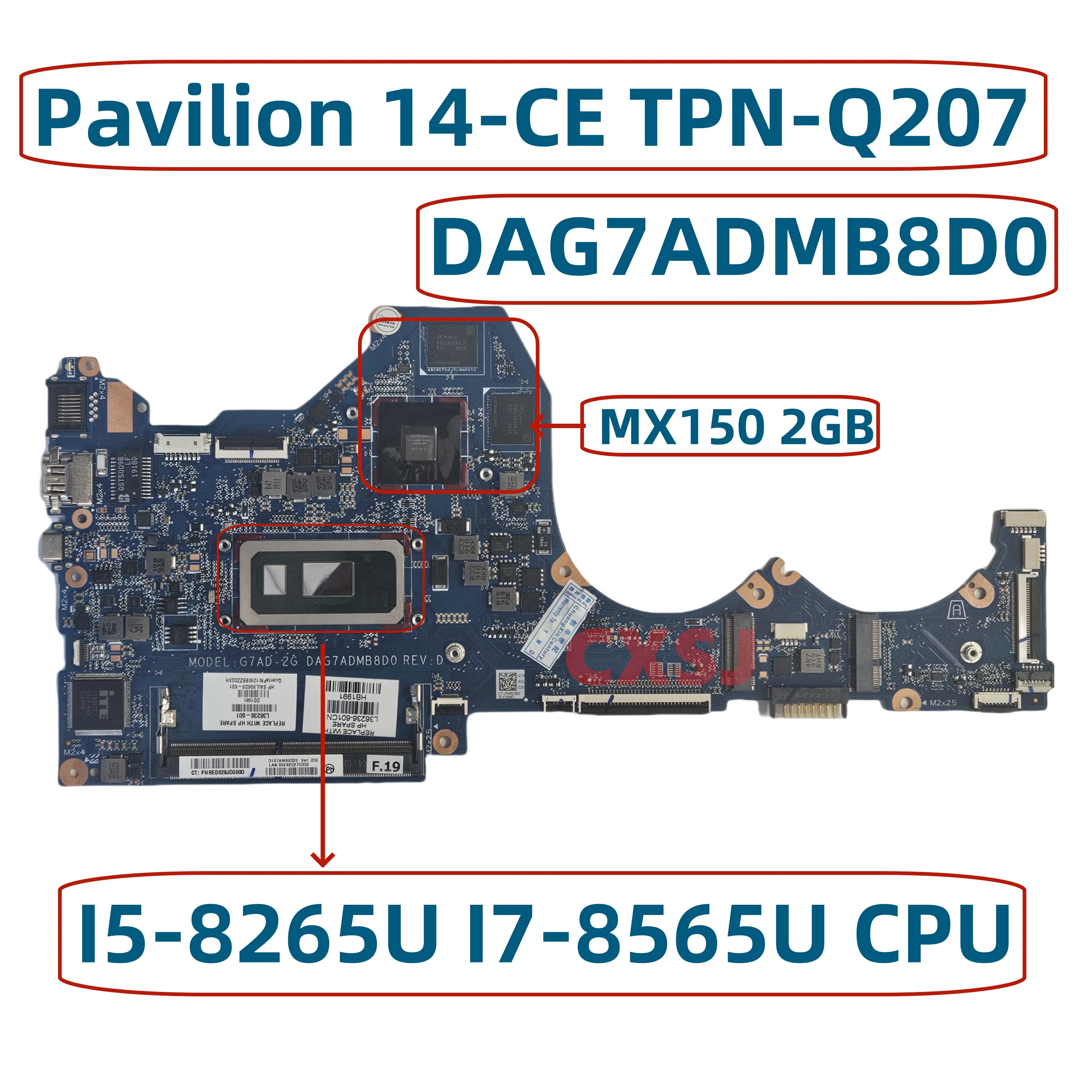 DAG7ADMB8D0-For-HP-Pavilion-14-CE-TPN-Q207-Laptop-Motherboard-L36236 ...