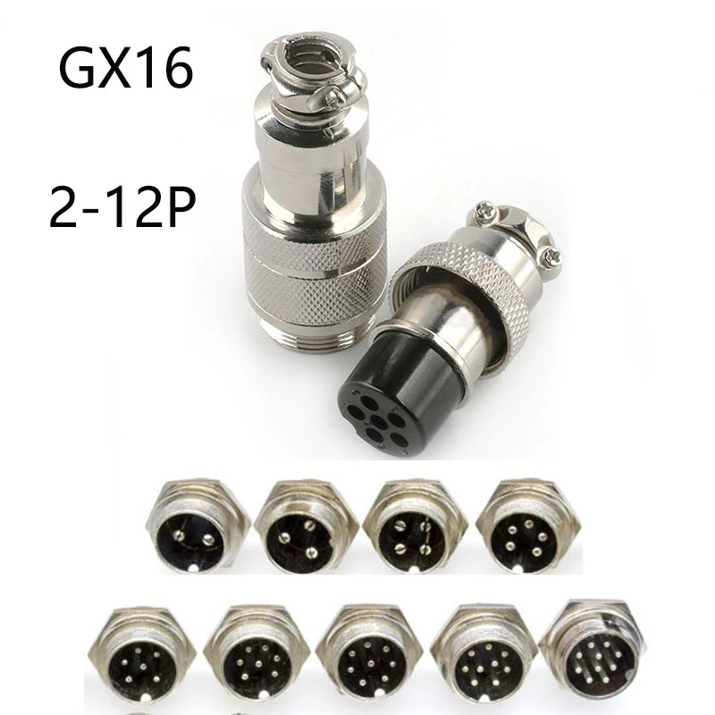 GX16 Airline Socket Wire Panel Connector 2/3/4/5/6/7/8/9/10/12 Pin Male ...