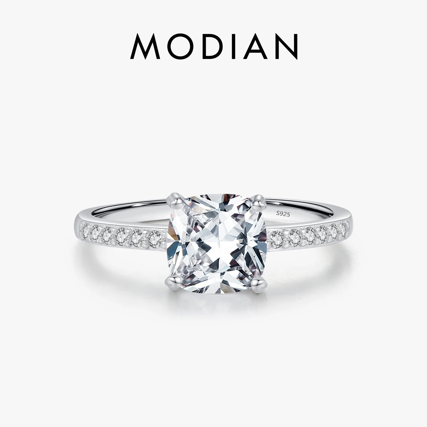 MODIAN-925-Sterling-Silver-Exquisite-Square-CZ-Classic-Basic-Female ...