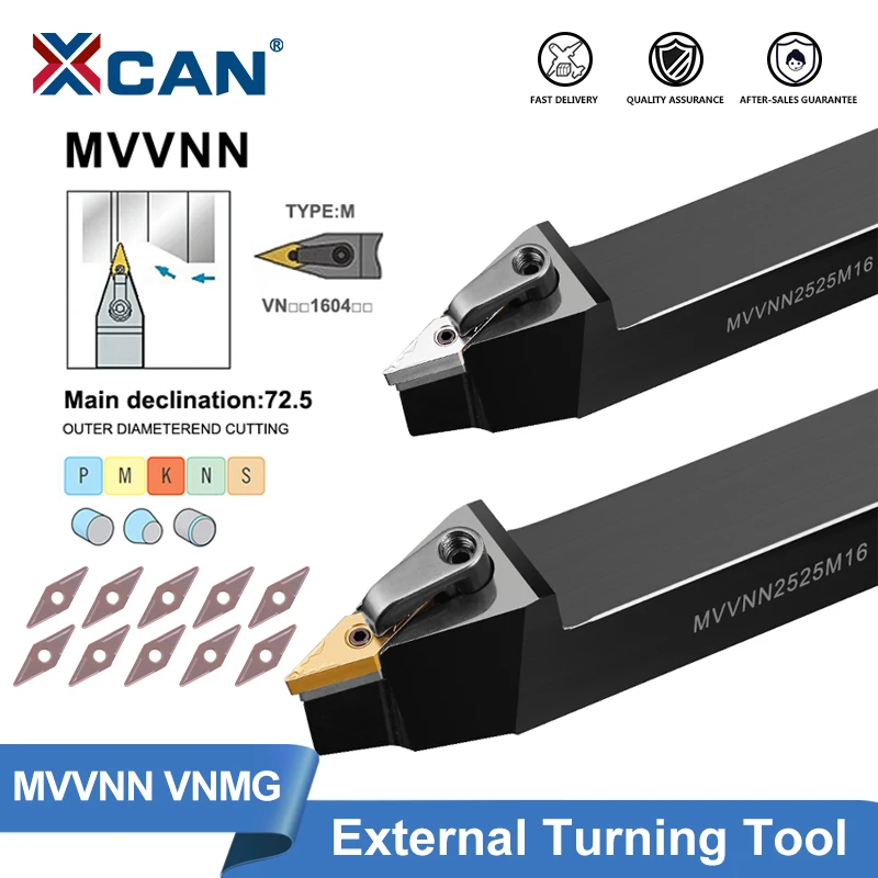 XCAN 10pcs VNMG Carbide Insert MVVNN External Turning Tool Holder ...