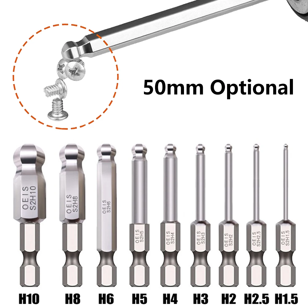 1pc-Ball-End-Hex-Screwdriver-Bit-Metric-Hex-Bit-50mm-Electroplating ...