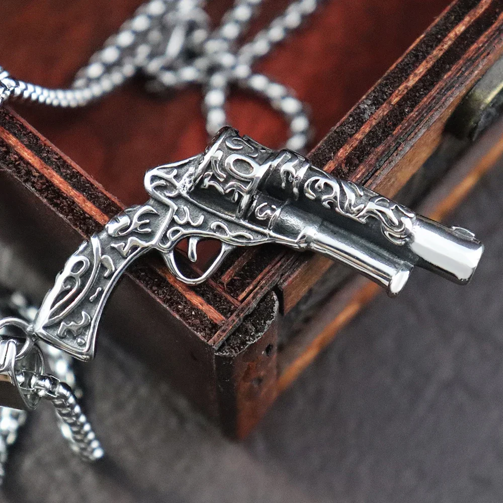 Vintage-Revolver-Necklace-for-Men-316L-Stainless-Steel-Punk-Hip-Hop-Gun ...