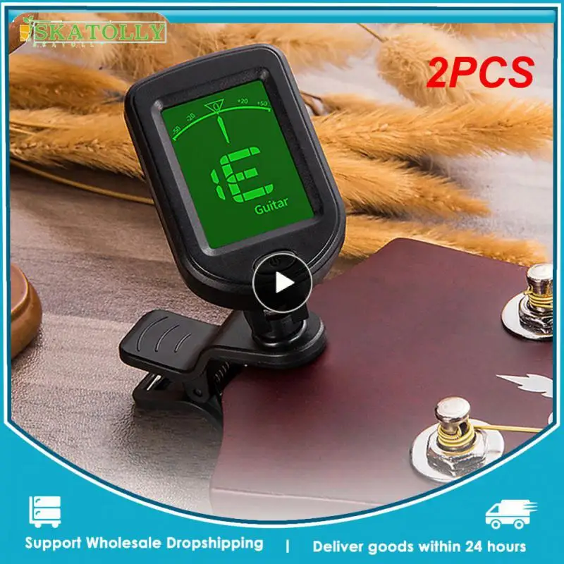 2PCS-Universal-Guitar-Tuner-Black-Clip-On-360-Degree-Rotatable-LCD ...