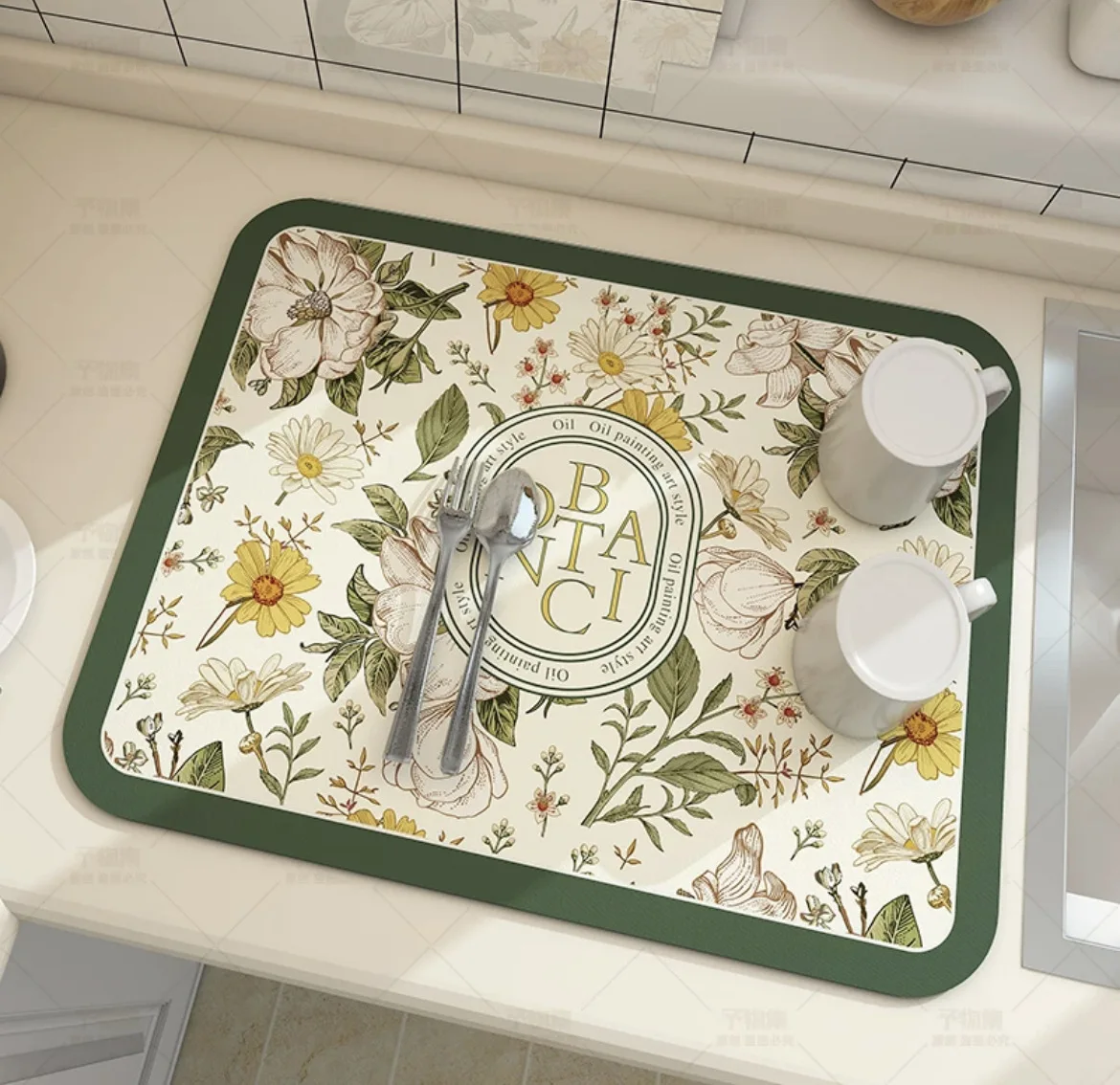 Super Absorbent Mat Vintage Diatomaceous Earth Kitchen Dishwashing and ...