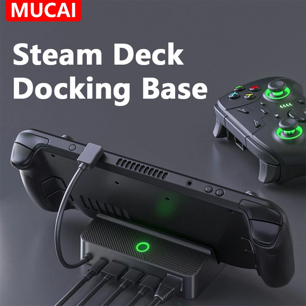 MUCAI Steam Deck Docking Station TV Base Stand Hub Holder Dock USB C to Ethernet 4K HDMI ...
