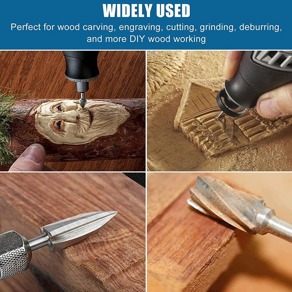 15pcs Wood Carving Drill Bit Set 1 8 Shank HSS Engraving Rotary Burrs Tool Accessories Wood Stone Metal Carving Milling Cutter AliExpress