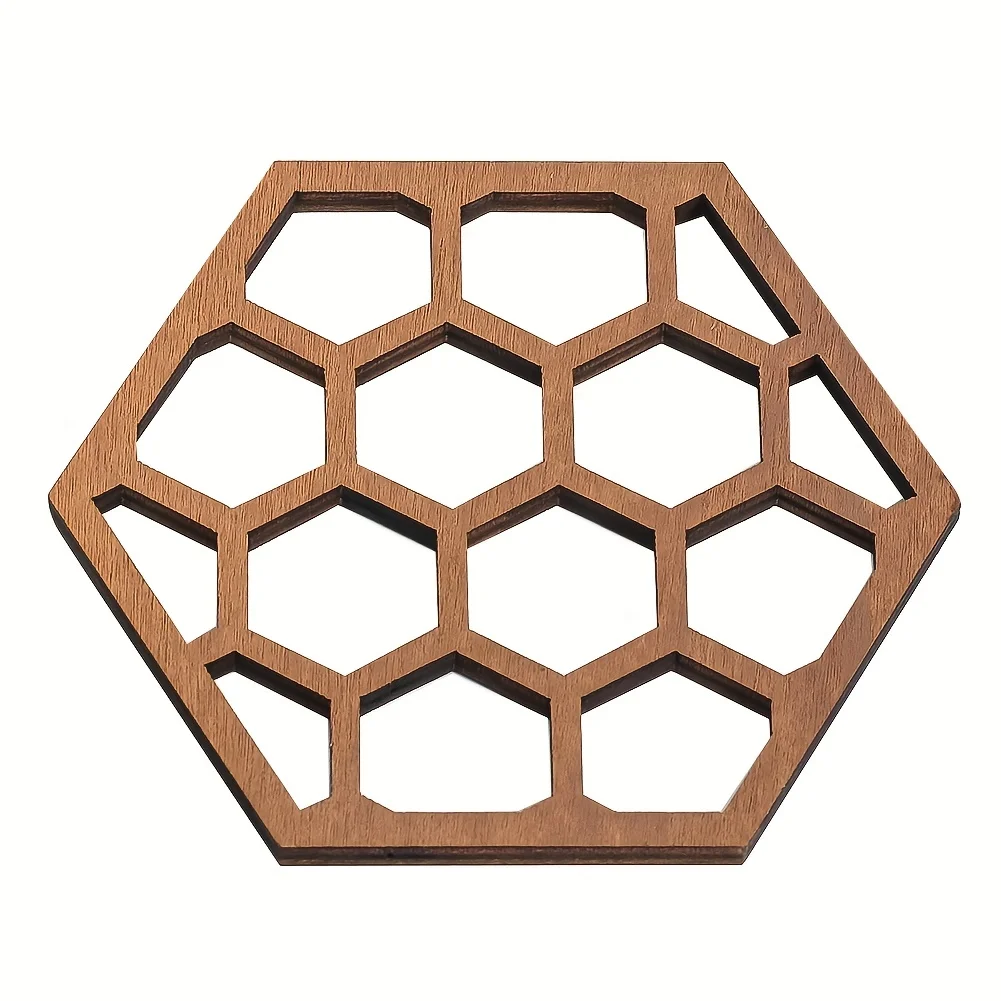 Honeycomb-Wooden-Hollow-Coaster-Sacred-Geometry-Hexagon-Insulation-Cup ...
