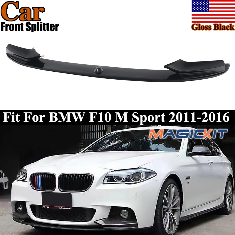Gloss Black Front Splitter For 2011-2016 BMW F10 5 Series M Sport ...