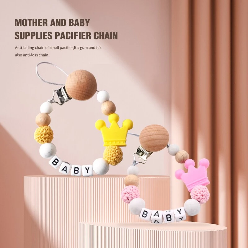 Baby Pacifier Clips Silicone Pacifier Chains Handmade Toddler Teether ...