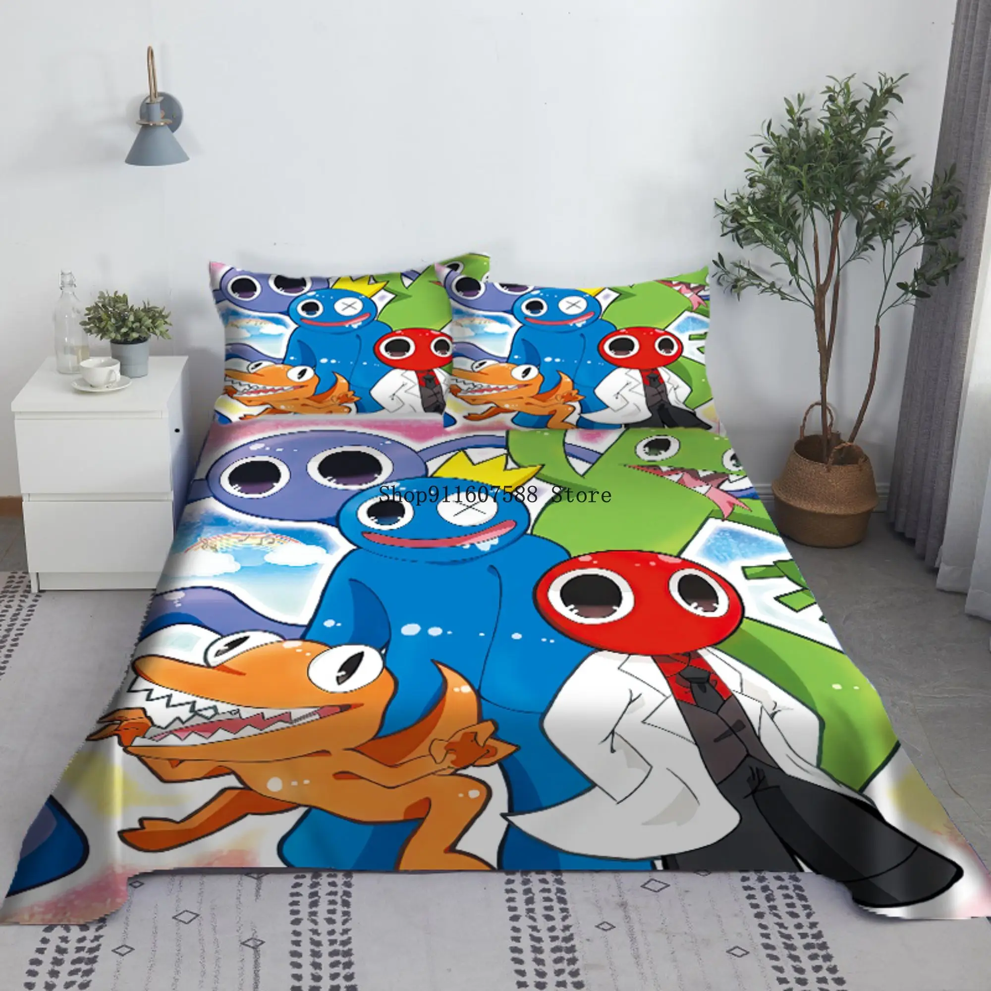 Rainbow-Friends-Bed-Sheets-Set-3D-Printed-Bed-Flat-Sheet-With ...