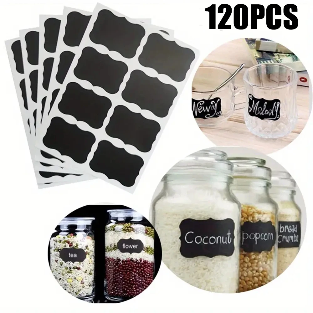 120pc Reusable Chalkboard Kitchen Labels - Glass Jar Stickers for Neat ...