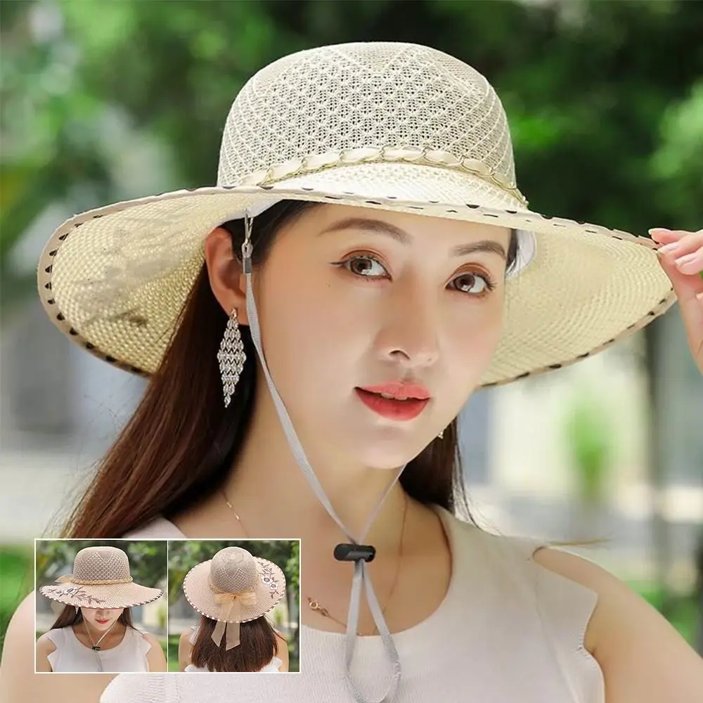 Fashion-Korean-Straw-Hats-UV-Protection-Adjustable-Sun-Visor-Breathable ...