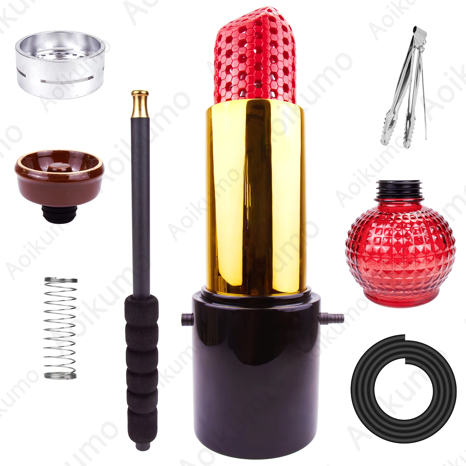 L-piz-labial-rojo-grande-Hookah-con-todos-los-accesorios-Lujo-Nargile ...