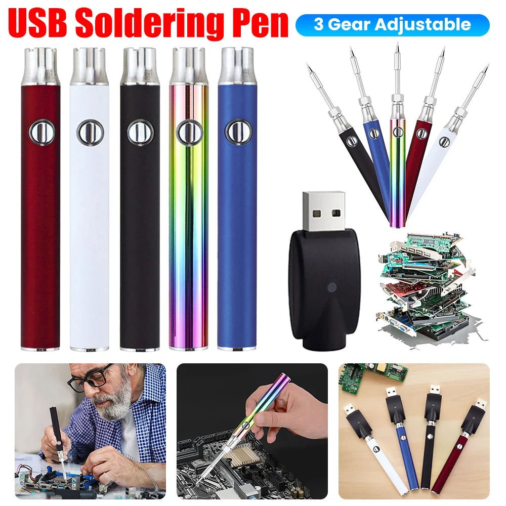 510 Thread Mini Soldering Iron Kit 3 Gear Adjustable Voltage 350/650 ...