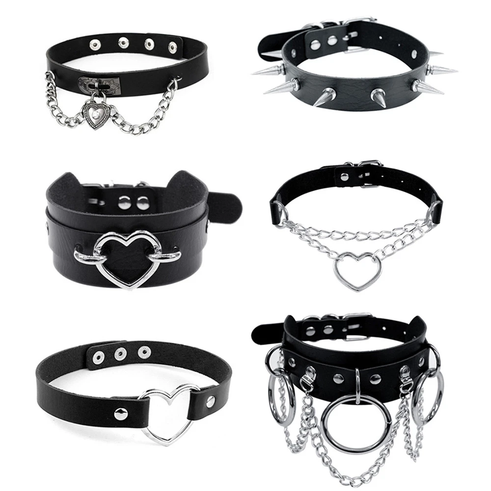 Harajuku Chocker Sexy Heart Lock Key Rivets Black Goth Punk Chokers ...