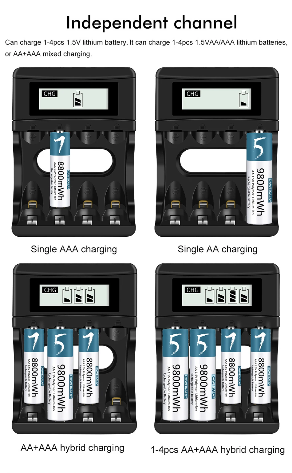 Batterie 6 pièces-Pile Aa Lithium-ion Rechargeable, 1.5v, 9800mwh, Pour ...