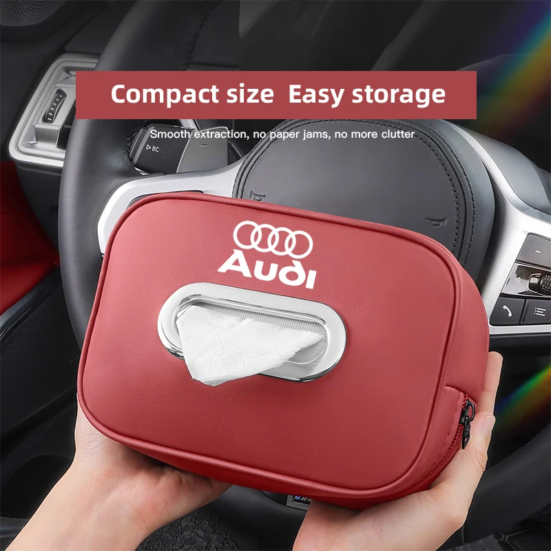 Car Tissue Box Quality Leather Auto Paper Towel Storage Bag For Audi A3 ...