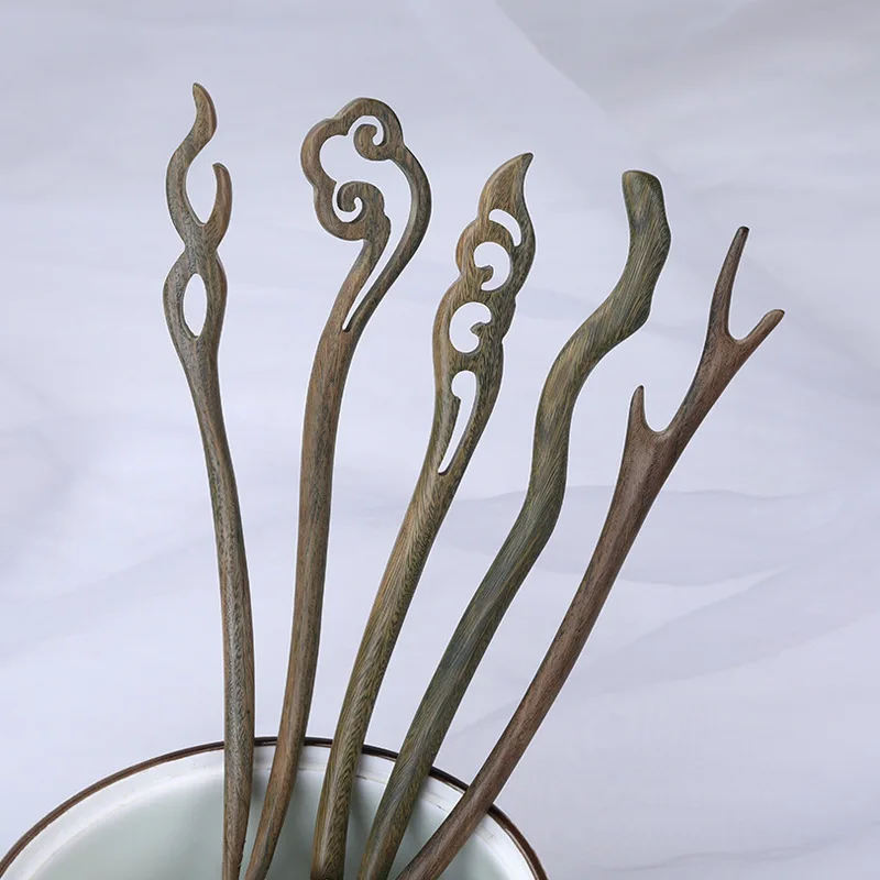 Vintage Simple Wood Hairpin For Women Antique Hair Stick Hair Clip ...