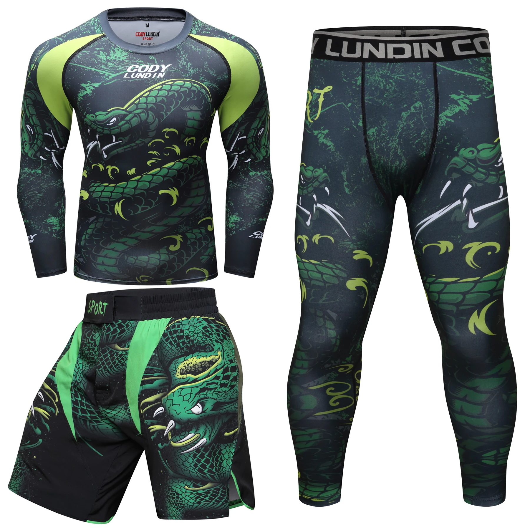 Cody Lundin Men SportsuitS With Snake Print Jiu jitsu gi Bjj Rash Guard ...
