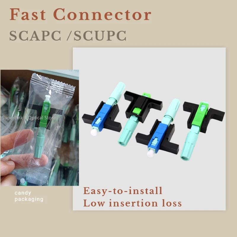 50/100/200 PCS/Lot Conector Rápido SCAPC /SCUPC Single Mode Fibra ...