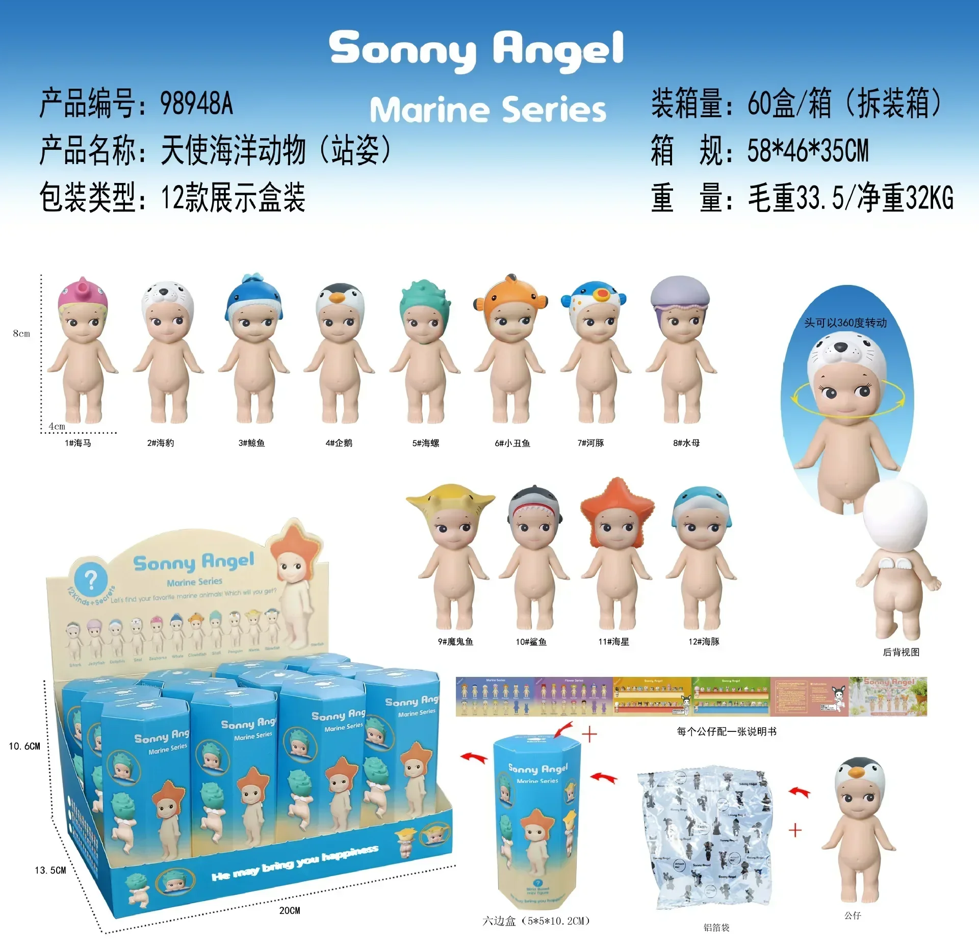 Ocean Animal Series Sonny Angel Hippers Blind Box Anime Figure Looking ...