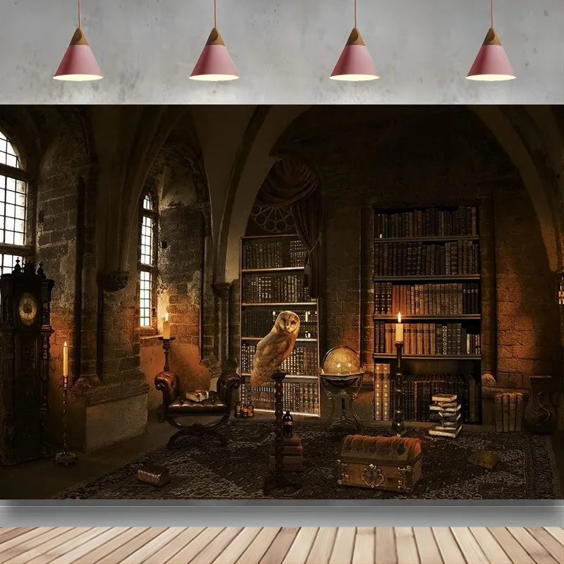 Halloween-Backdrop-for-Photography-Wizard-Magic-School-Bookshelf ...