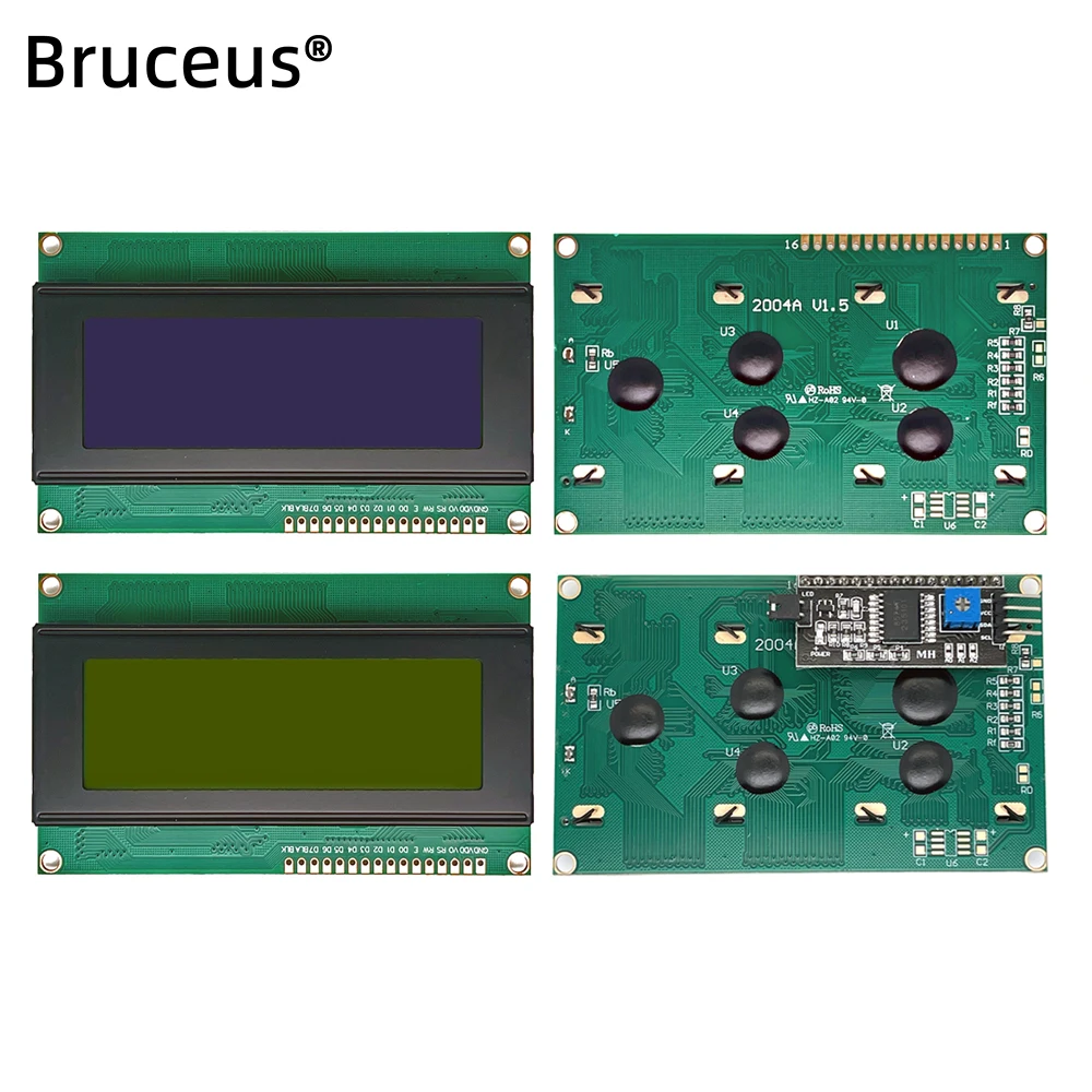 LCD2004+I2C 2004 20x4 2004A Blue Green Screen LCD /w IICS Character ...