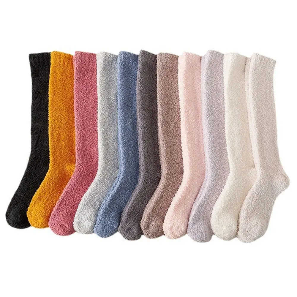 Ladies Soft Fluffy Cosy Bed Socks Winter Thicken Warm Solid Elastic ...