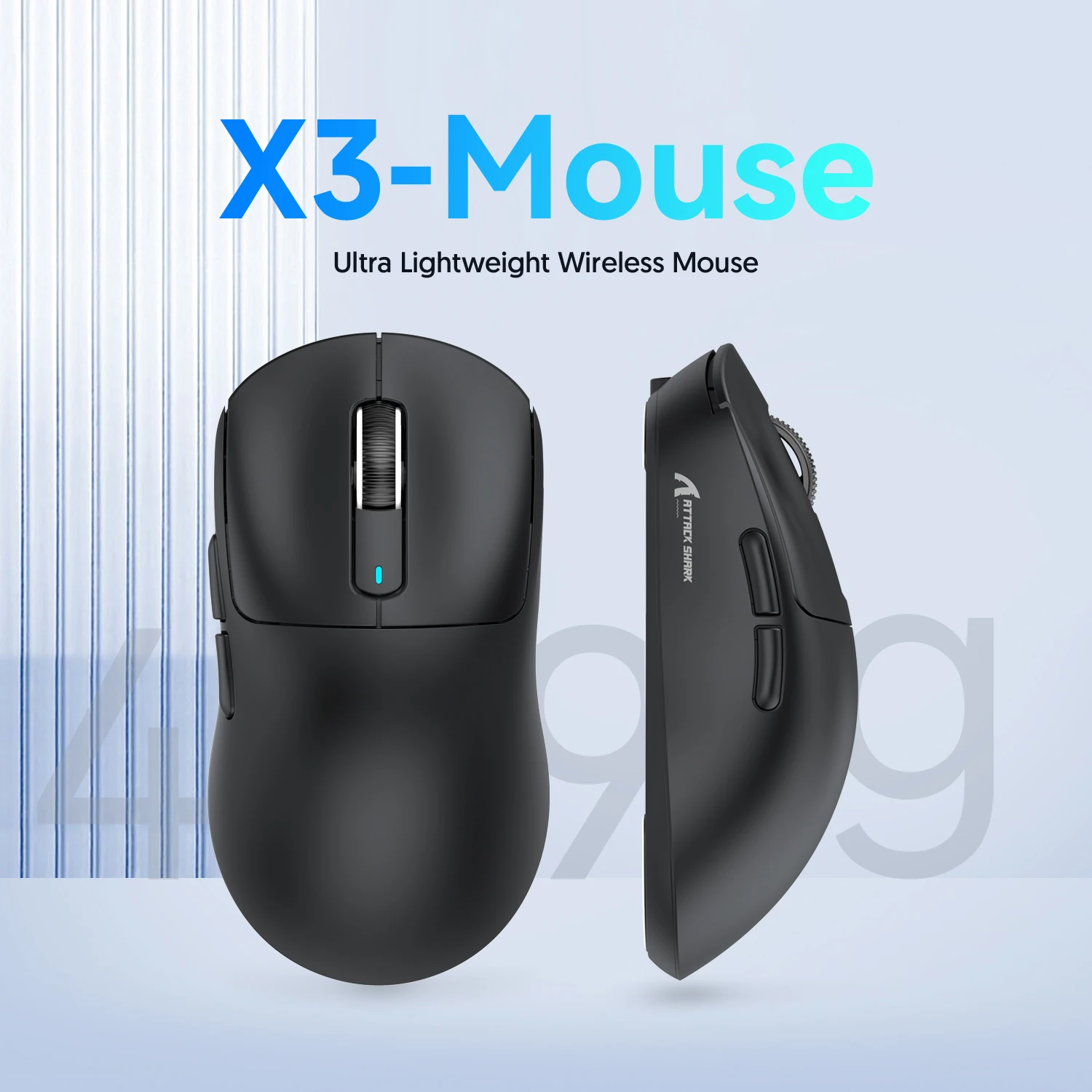 Attack Shark X3 Bluetooth Mouse ，49g Lightweight ，PixArt PAW3395，2.4G Tri-Mode Connection ...