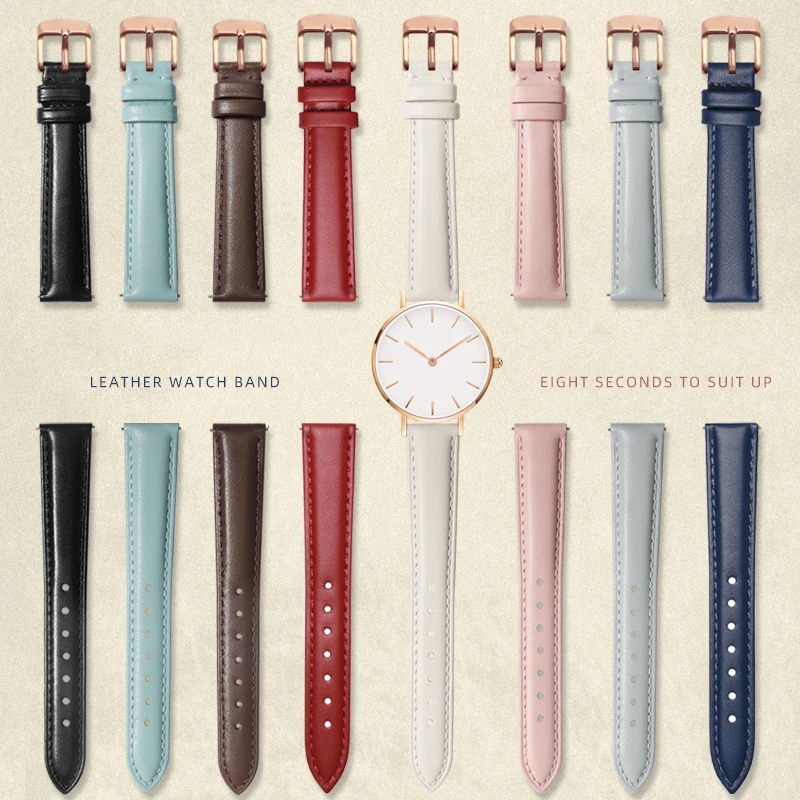 Soft-Cowhide-Watchband-for-Casio-Citizen-Fossil-Plain-Watch-Strap-DW ...