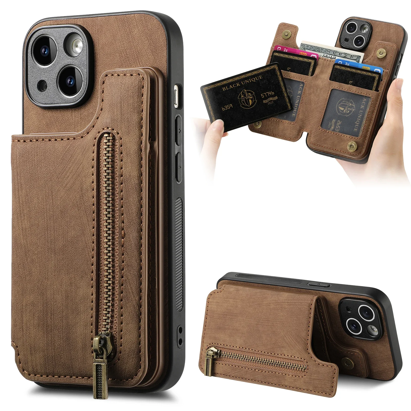 tui-portefeuille-en-cuir-fermeture-clair-pour-iPhone-cartes-Solt-poche ...